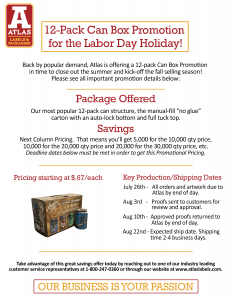 Labor Day 12-Pack Can Box Promotion | Atlas Labels & Packaging | Your ...